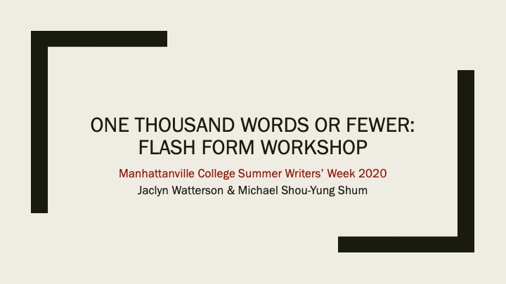 Free Flash Form Workshop – Michael Shum